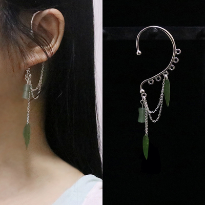 原创古风流苏长款耳挂耳饰耳夹超仙古风汉服配饰手工制作竹节耳环