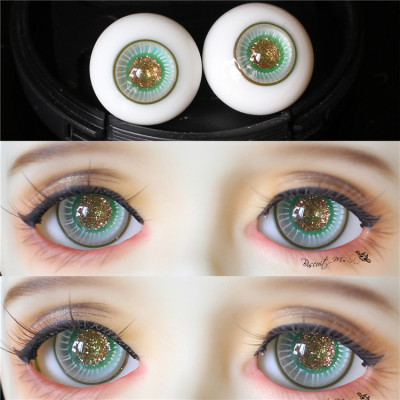 BJD娃娃眼睛1/346分14mm16mm青绿色渐变花纹金沙瞳孔彩瞳玻璃眼珠