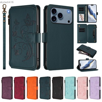 适用于Tecno Camon 40 Premier 手机套拉链零钱包保护皮套防摔多插卡槽手挂绳可无线充电创意时尚简约男女款