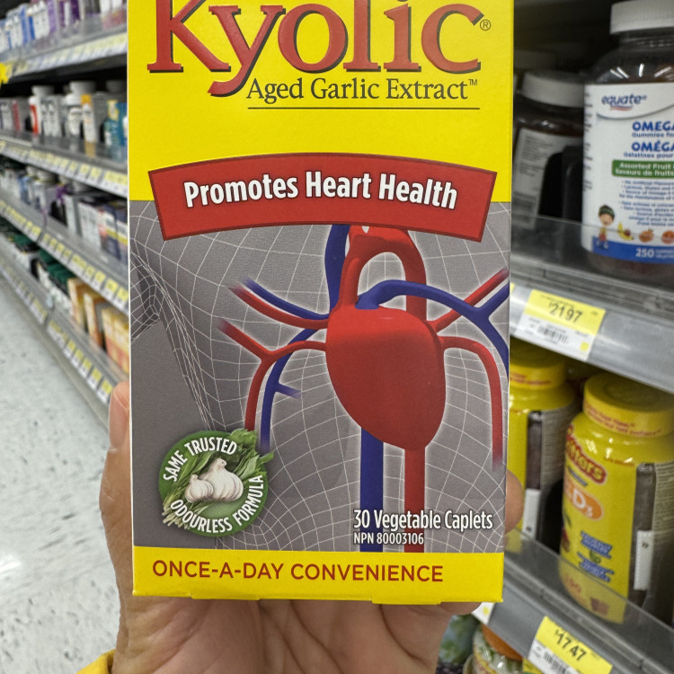 Kyolic 陈年大蒜提取物 600 毫克30 粒素食胶囊 无味加拿大直邮
