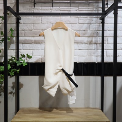 MRER莫乂义 春季新款不规则下摆设计感系带马甲R5C20178专柜正品