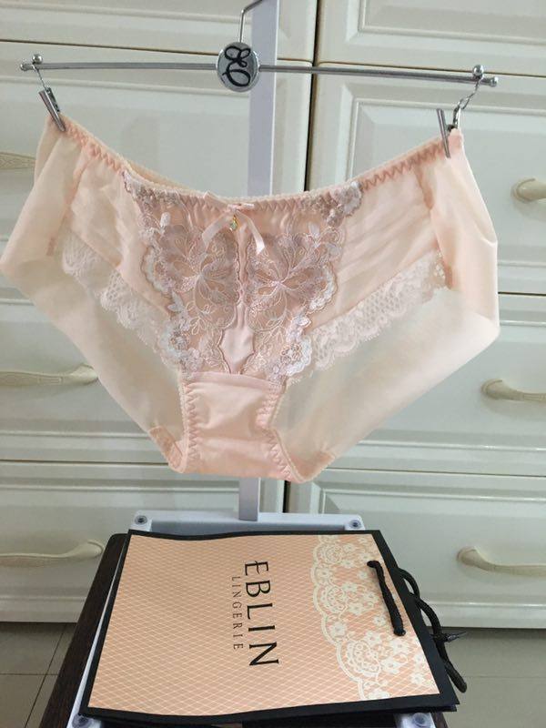速发EBLIN粉色清新时尚蝴蝶结女士平角裤蕾丝性感女内裤WP723032_虎窝淘