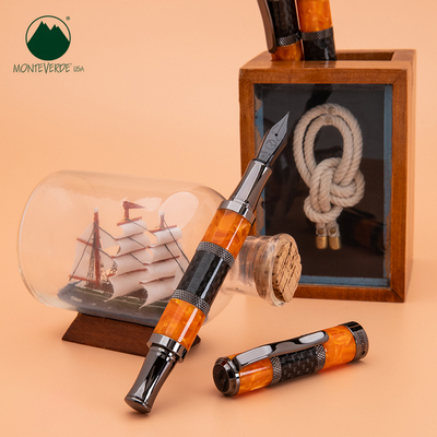 美国Monteverde钢笔 帆船橙色 JOWO弹性笔尖送礼练字商务磁吸笔帽