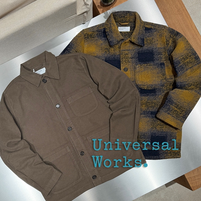 Universal Works官方授权 葡萄牙制 经典翻领格纹工装夹克外套