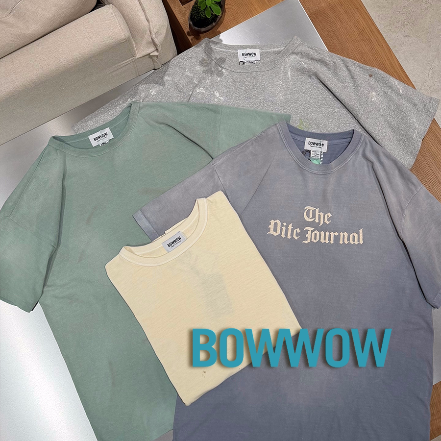 BOWWOW官方授权26SS 日本制 重工水洗做旧泼墨做脏圆领短袖T恤