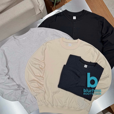 blurhms ROOTSTOCK授权 日本制 简约华夫格纯棉圆领长袖打底衫