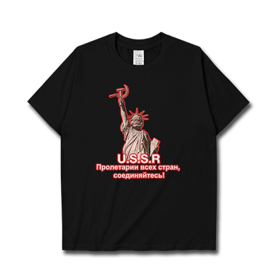 苏联USSR雕像共产主义工短袖T恤