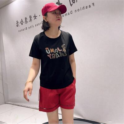 女权贵族时尚潮流T恤2026夏装打底31130重工字母纯棉面料减龄T衫