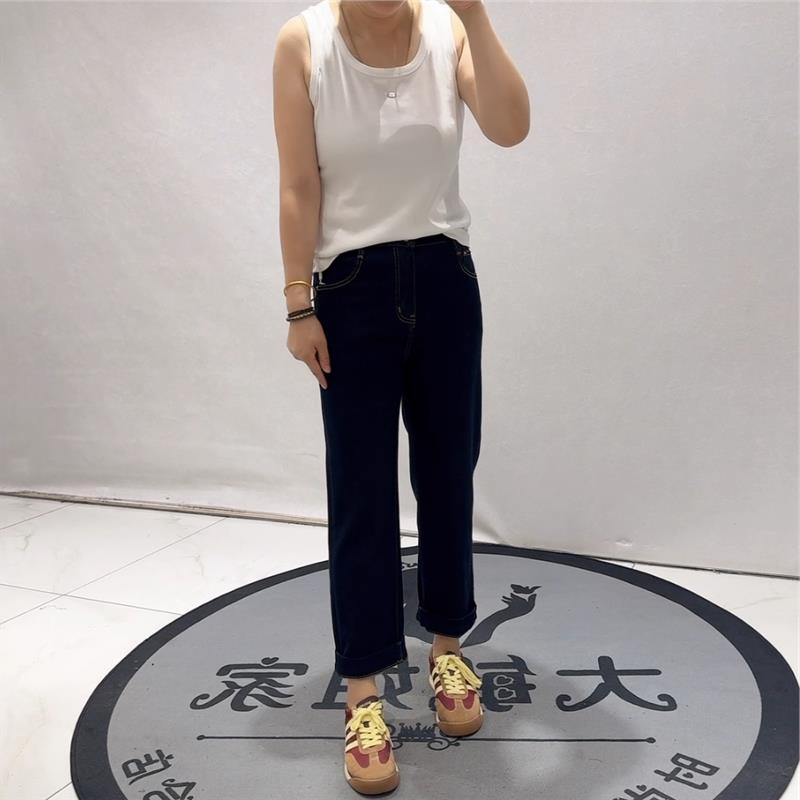 柏菲蒂时尚裤2026初秋7106牛仔裤大码女装松紧腰显瘦200斤烟管裤