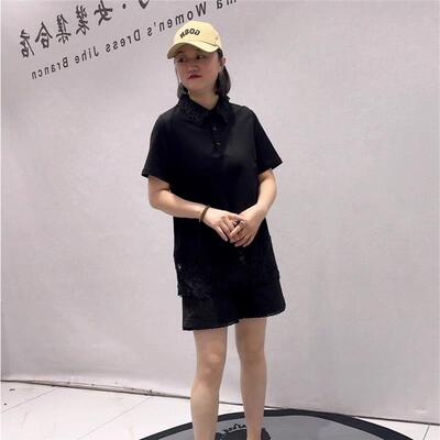 芮娜依莲时尚潮流夏装打底5983一手长POLO领短袖衫加肥加大衫T恤