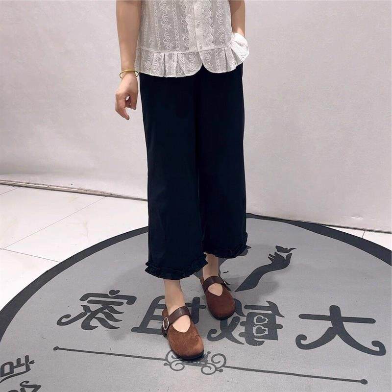 2026夏装裤女权贵族高腰时尚潮流胖mm裤3316木耳边200斤休闲裤