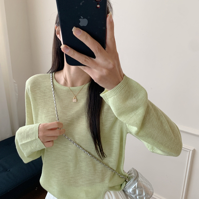 芭妮Bonnet-爆款必入韩系仿亚麻圆领套头针织衫