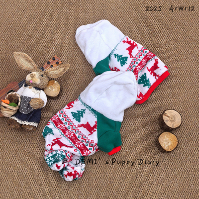 DEMI原创定制宠物法斗巴哥英斗恶霸冬季圣诞节毛绒连帽卫衣四脚裤