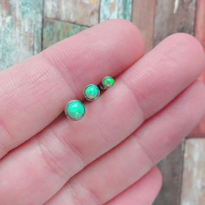 2pcs Opal Stud Earrings Ear Cartilage Piercing Tragus Helix