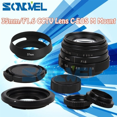 Fujian 35mm F1.6 CCTV Lens C Mount+Lens Hood+Macro ring For