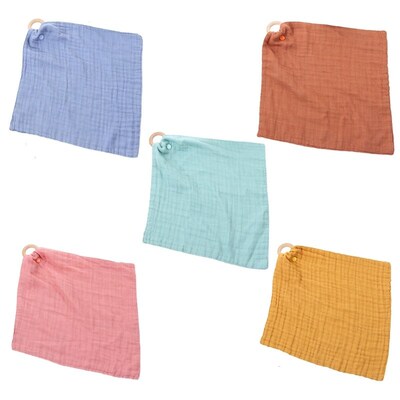 Baby So Appease Comfort Towel Bib with Wood Teether Rin