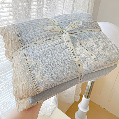 纯棉田园床单床笠式四件套