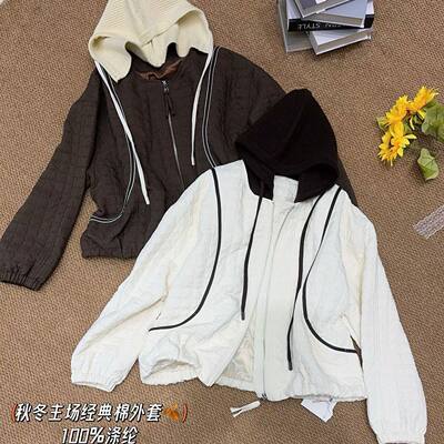 7293妃儿红2026秋冬新款大码女装显瘦二棉外套时尚棉衣百搭棉服