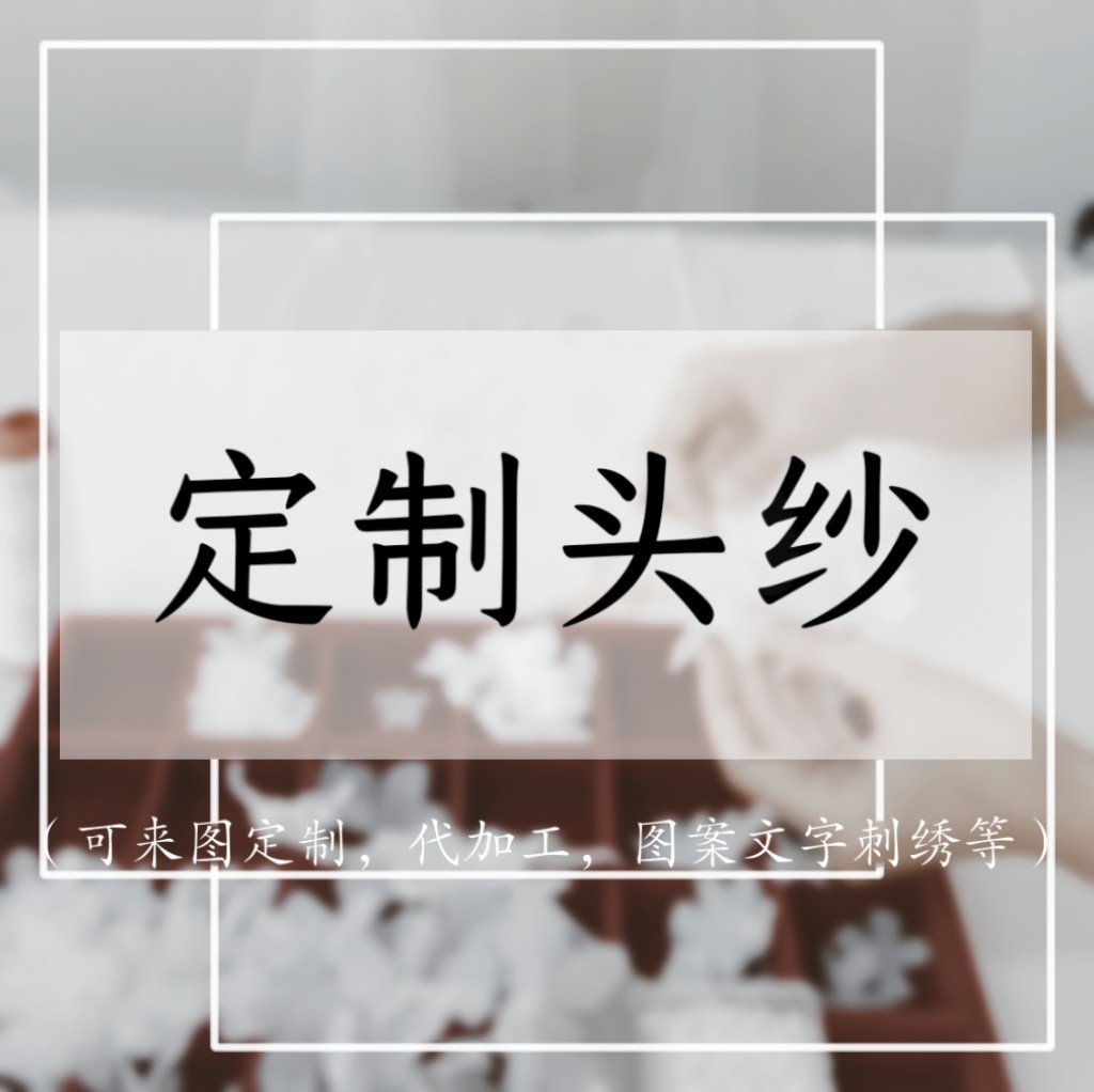来图定制头纱代加工图案文字刺绣手工制作新娘写真礼服造型头纱
