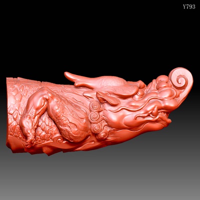 Y793雕刻图三维立体图精雕图圆雕图模型3DSTL螭首圆雕图