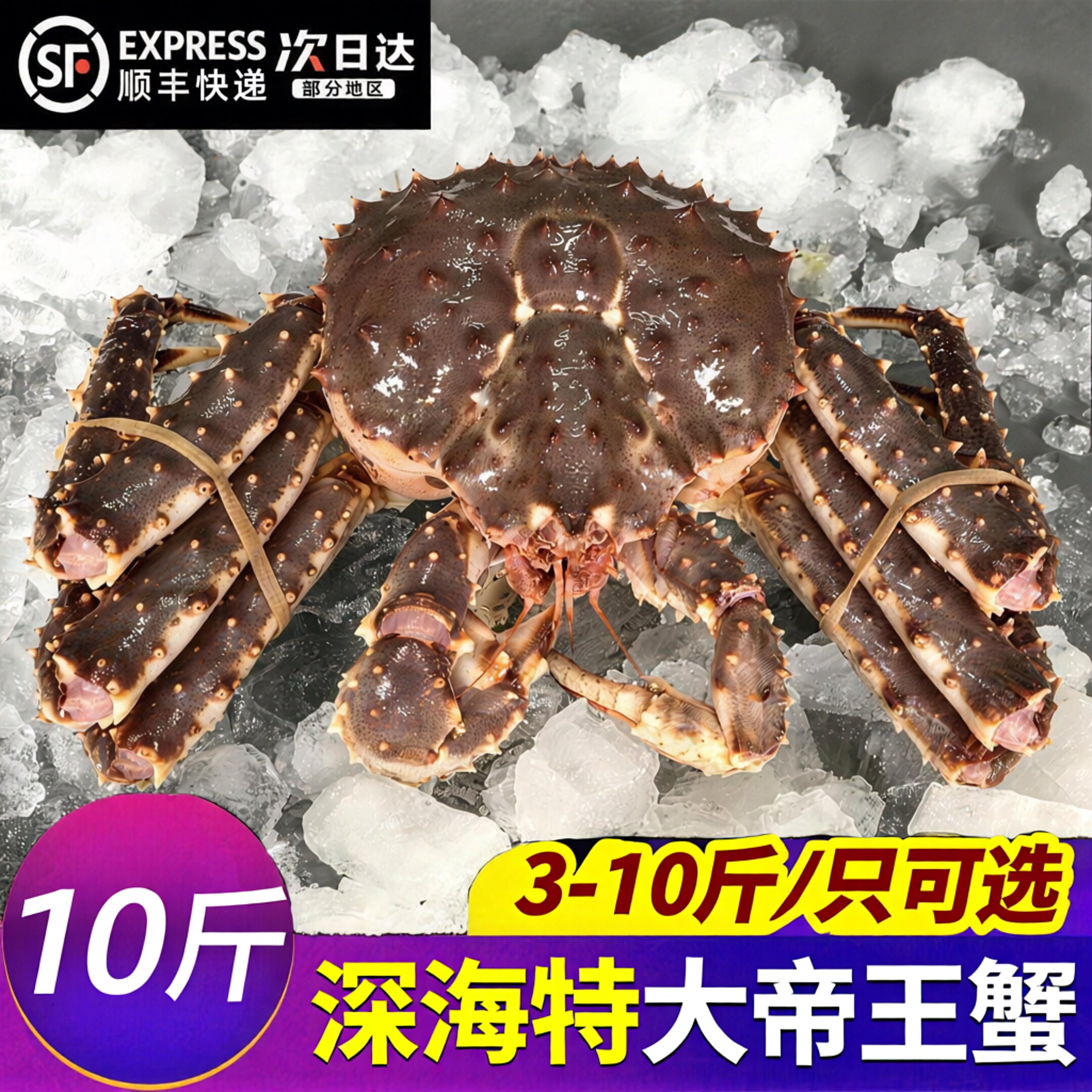 【顺丰到家】帝王蟹海鲜鲜活冷冻10斤特大螃蟹新鲜活冻活冻大螃蟹