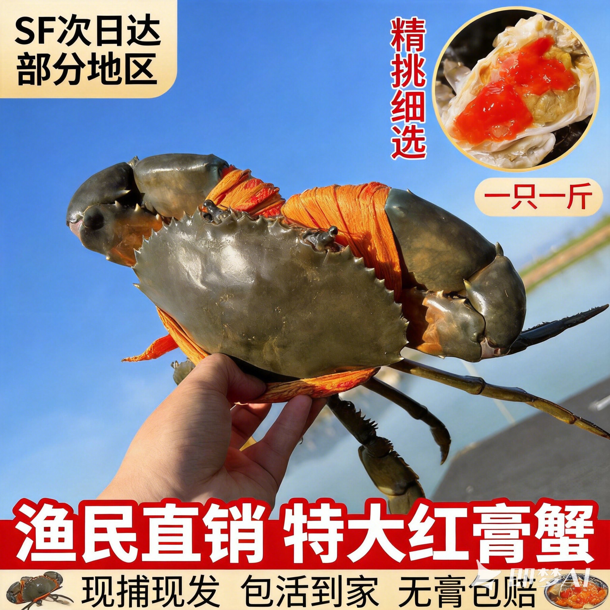 【顺丰到家】福建东山岛特大红膏野生青蟹鲜活红鲟母蟹猷蠓礼盒装
