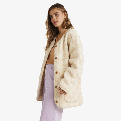 晨雾浪绒纽扣外套羊羔绒