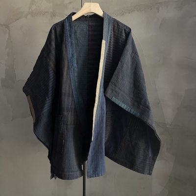 沉香布衣草堂原创老布双层开衫颜色和格纹都不同随机发古古麦a