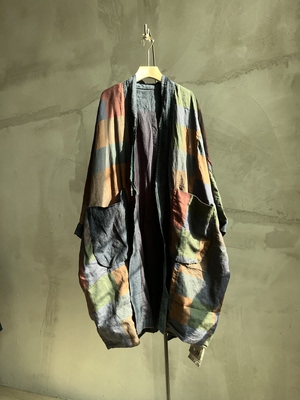 沉香布衣草堂忆古朴拙印花外套长衣双层手工线风衣P25u09178