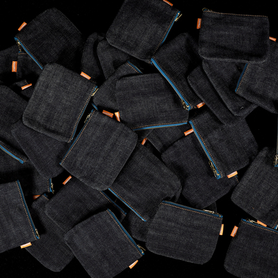 日本丹宁牛仔零钱包原色