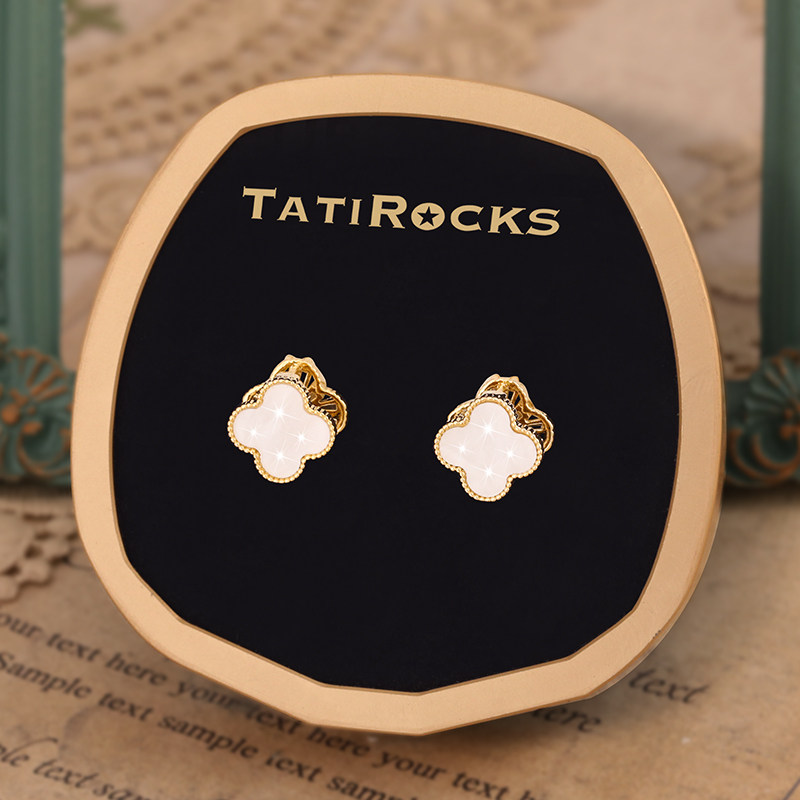 丹麦【设计师】Tatirocks双面四叶草耳钉高级感轻奢耳环珍玩摆件