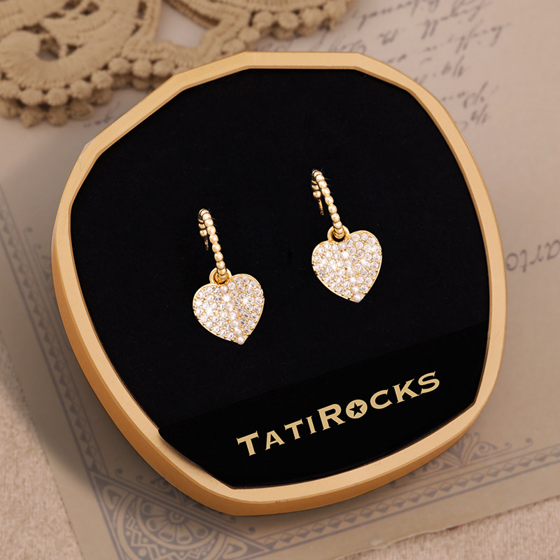 丹麦【设计师】Tatirocks满钻爱心耳钉高级感轻奢女耳环珍玩摆件