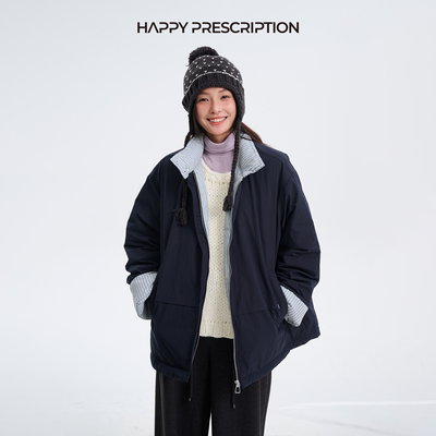 HappyPrescription条纹拼色羽绒