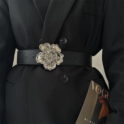 女士玫瑰花人造革合金韩版皮带