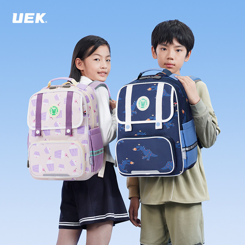 uek小学生书包男女儿童减负护脊超轻一二三到五六年级英伦风背包