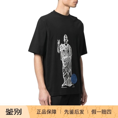 马塞洛布隆棉质图案印花短袖T恤