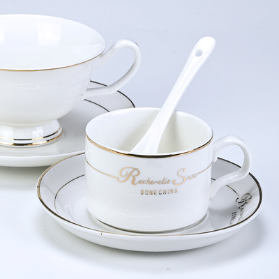 高档精致咖啡厅杯碟陶瓷定制logo