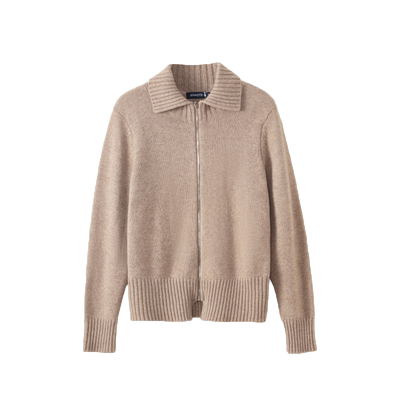 Sungod/日神翻领拉链羊绒开衫