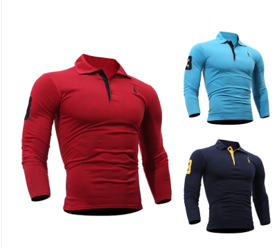 小鹿刺绣韩版男士修身长袖T恤