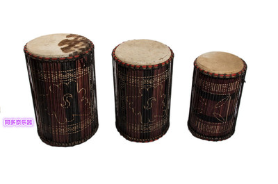 进口 西非加纳制造 套鼓3个 低音鼓 DunDun 墩墩鼓 Djembe 敦敦鼓