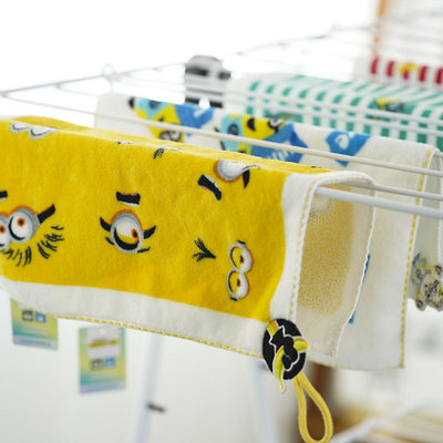 日本毛巾美术馆小黄人minions格绒印花纯棉可爱家用方巾不易掉毛