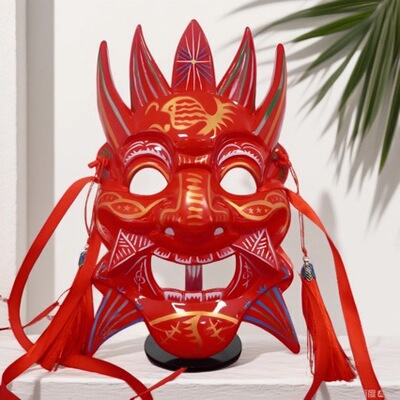 新款非遗二代红色傩戏面具