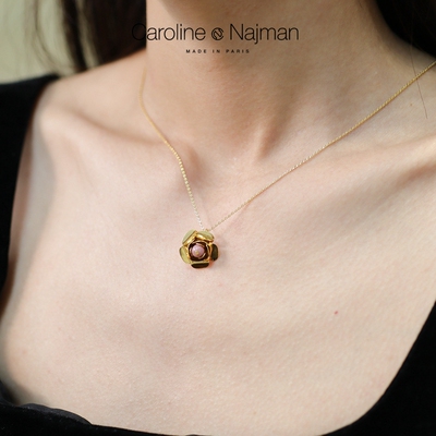 巴黎Caroline Najman正品代购FRIDA金色小花朵红纹石花蕊精致项链