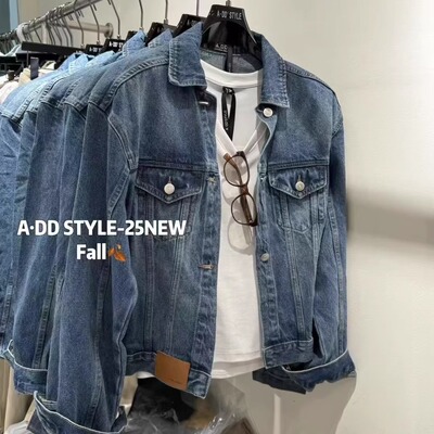 百搭宽松显瘦设计感蓝色牛仔外套