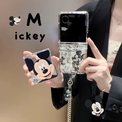 适用摩托罗拉motorazr60ulta手机壳日韩卡通可爱米奇老鼠Razr50防摔全包Razr6pro手链razr40ulta保护套女款