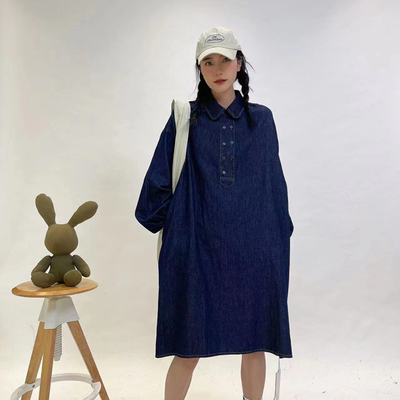 佤萨2025秋新款女装10260 时尚文艺韩版中长款娃娃领连衣裙VASA