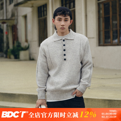 BDCT套头翻领半开襟毛衣针织衫