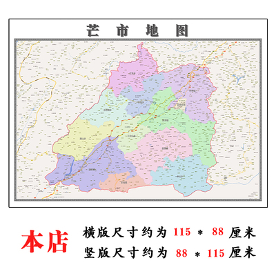 芒市地图115cm入户门墙贴云南省德宏傣族景颇族自治州区域划分