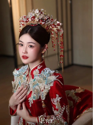 红色凤冠百搭新娘饰品