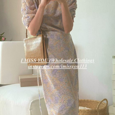 新款韩国东大门imi*syou 2025温柔百搭显瘦碎花连衣裙